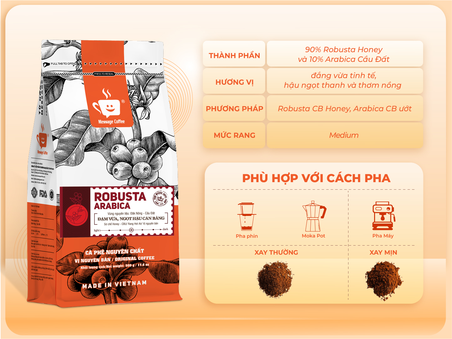 Cà phê nguyên chất Blend Robusta - Arabica rang mộc đậm đà thơm nồng ...