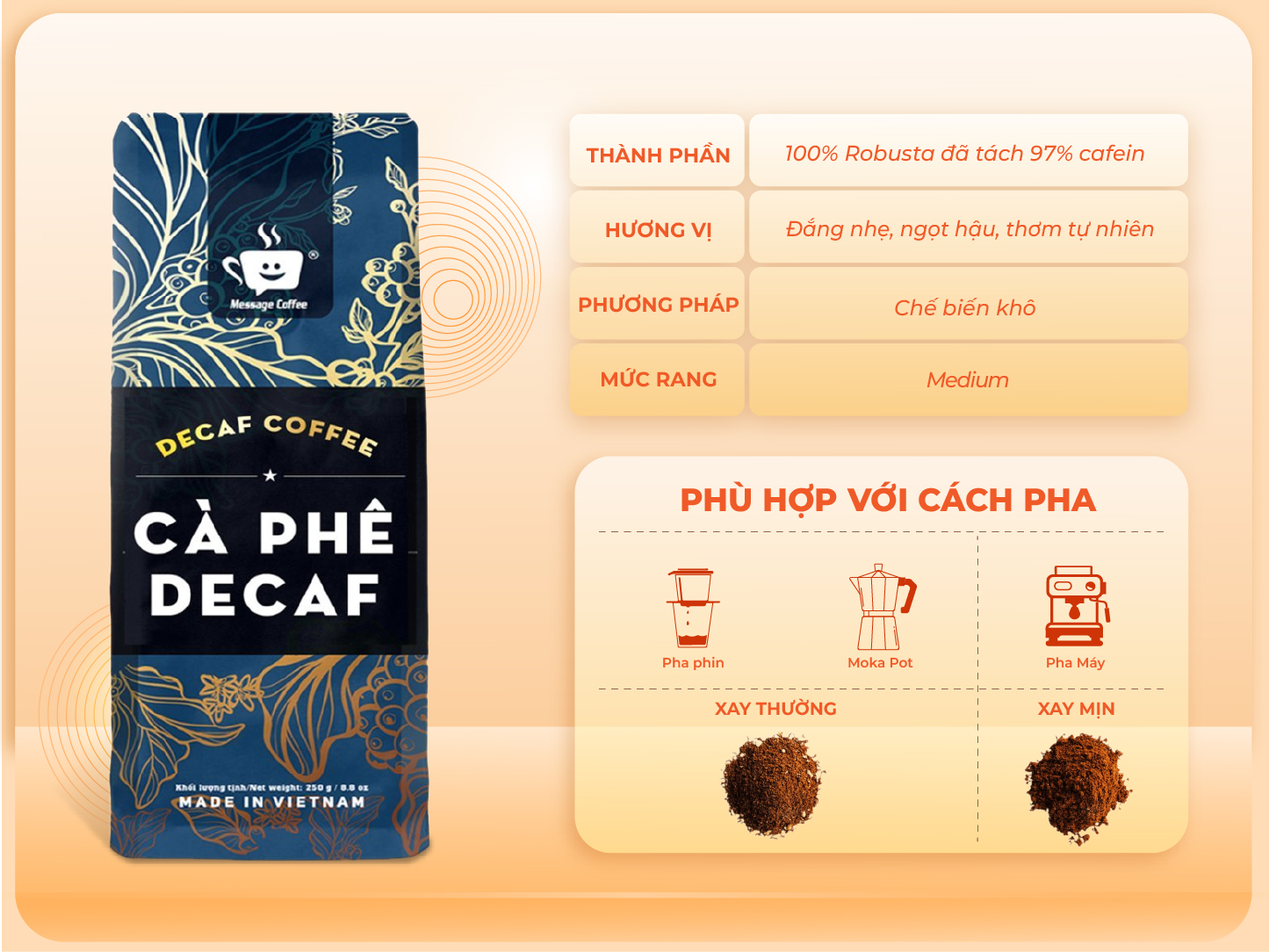 Cà phê DECAF cao cấp - Cafe robusta tách cafeine, ít đắng, dành cho ...