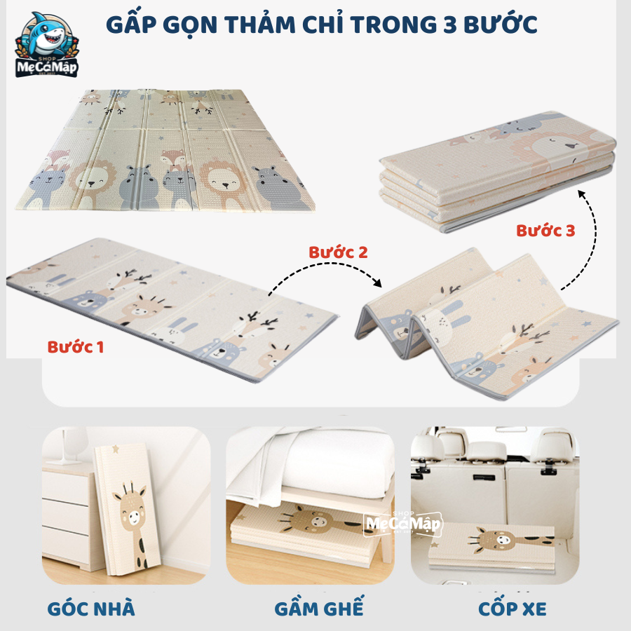 Thảm Gấp Gọn XPE Dày 2cm Chính Hãng Pakey, Thảm Cho Bé 2 Mặt Dày Dặn, Cách Nhiệt Tiện Lợi ...