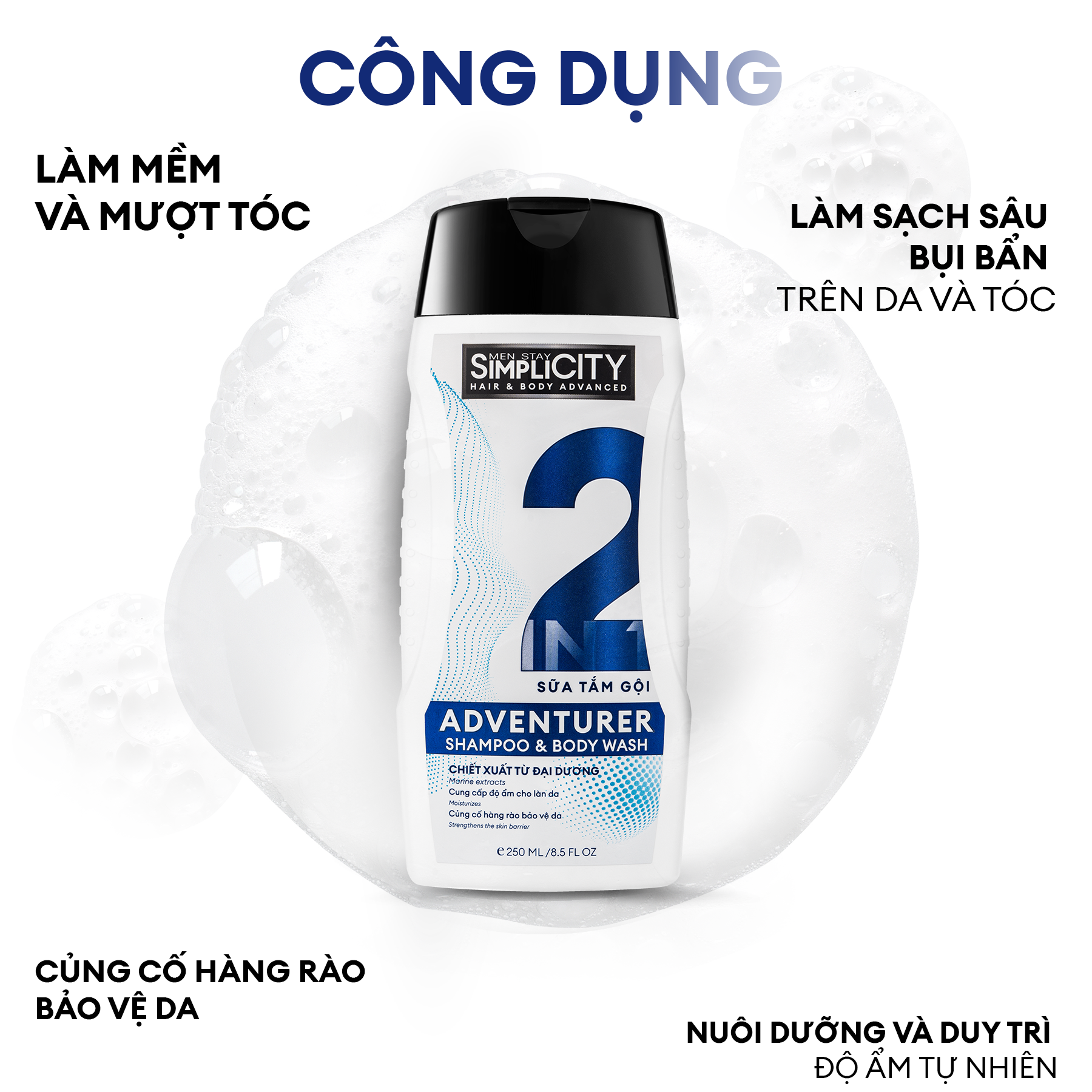Dầu gội 2 in 1 giúp tóc mềm mượt, chắc khỏe Men Stay Simplicity Hair ...