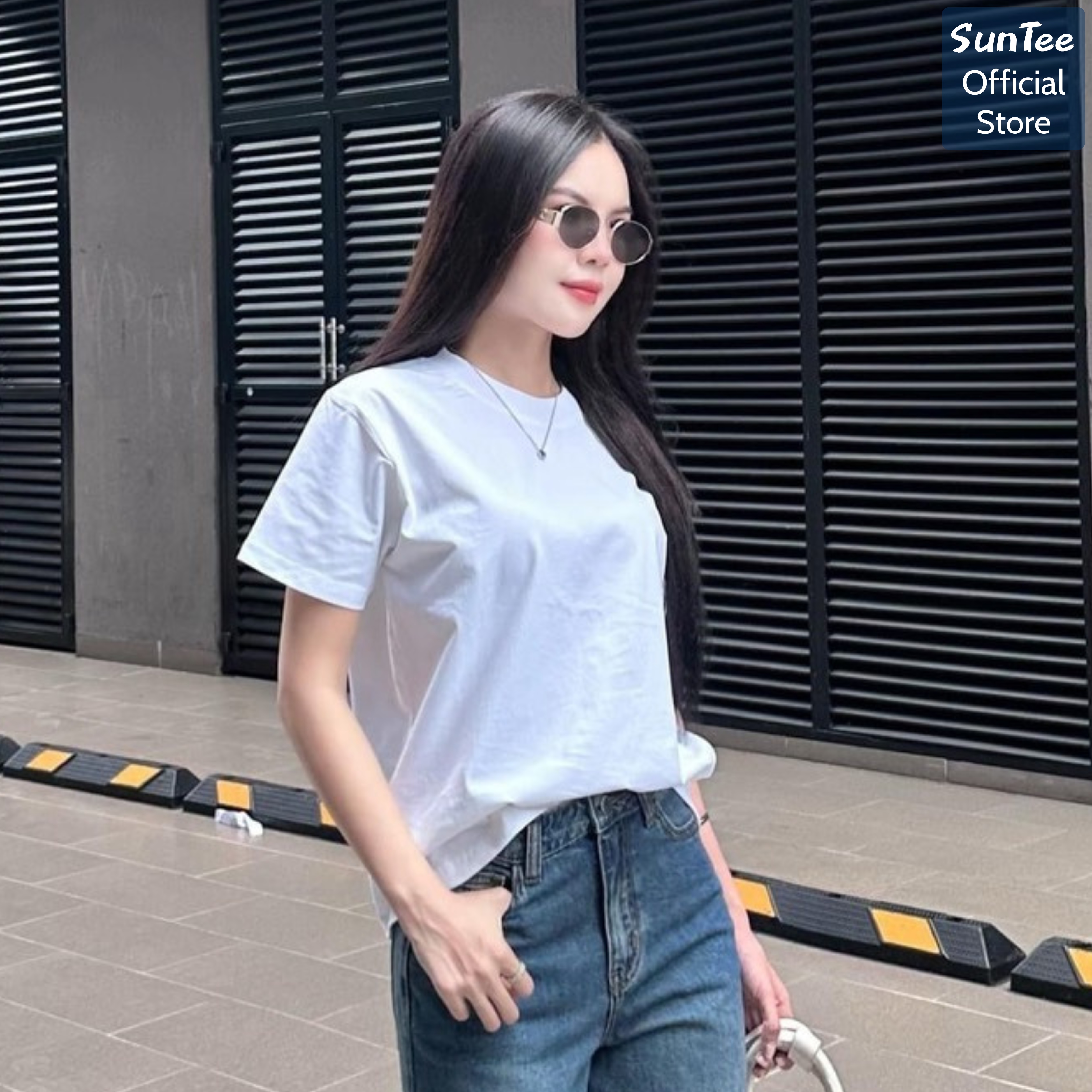 Áo thun nữ form vừa SUNTEE phong cách basic vải cotton 250GSM cao cấp thoáng mát local brand ...
