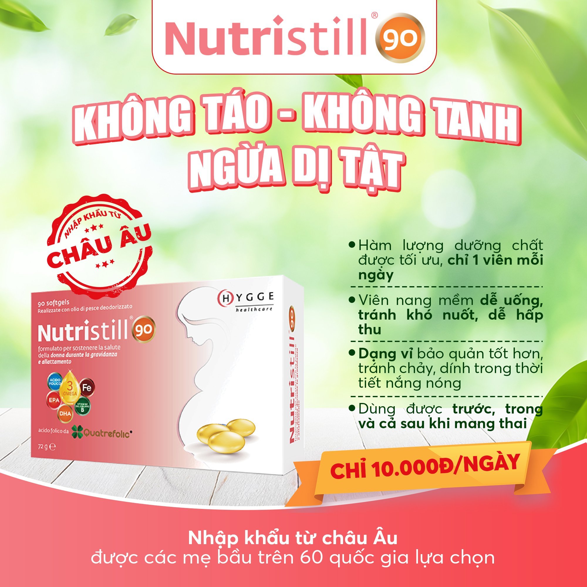 Vitamin bầu Nutristill 90(Italy) Vitamin tổng hợp (DHA, Acid folic, Sắt ...