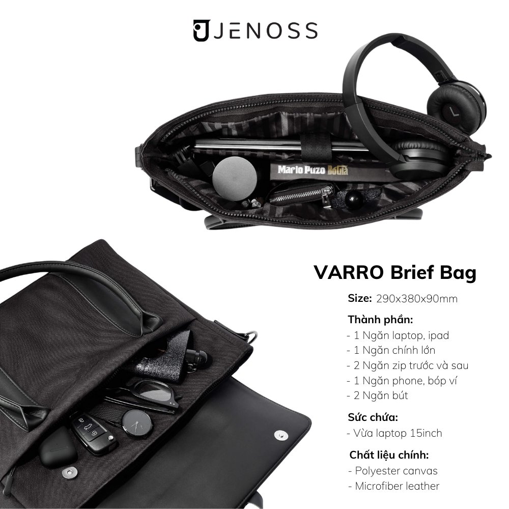 Túi Văn Phòng Lucius Varro Briefcase Jenoss Da Cao Cấp Chống Sốc Laptop ...