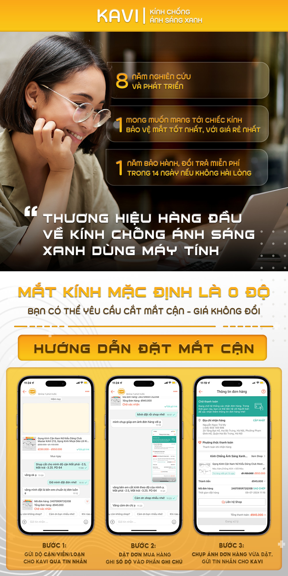 Kính Chống Ánh Sáng Xanh Máy Tính Cho Người Mặt To Kavi 208, Gọng Kính Nhựa Dẻo TR90 Bền Nhẹ ...
