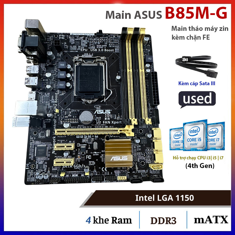 Mainboard - Bo Mạch Chủ máy tính Asus B85 Có 4 khe Ram,H81, H61 Socket 1150, 1155, Main tháo máy ...
