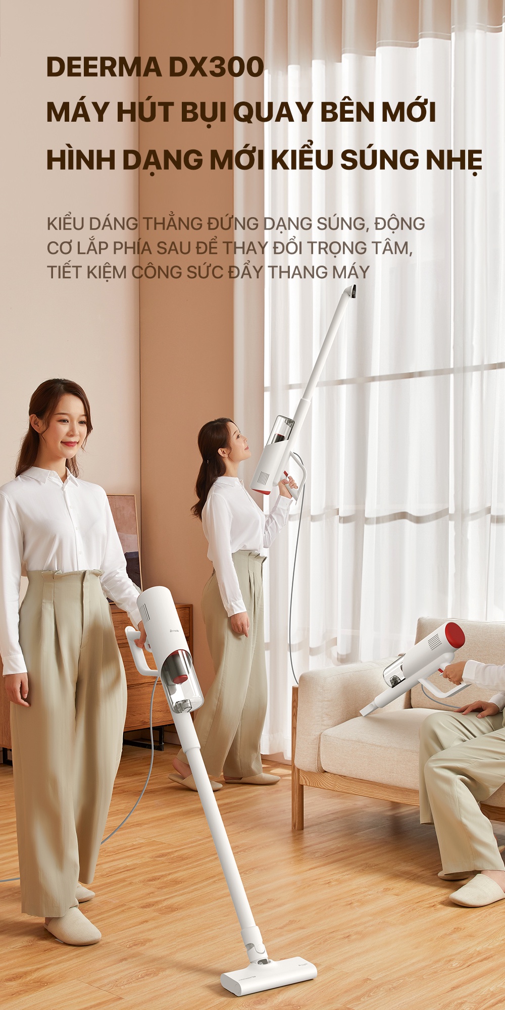 Máy hút bụi cầm tay có dây Deerma DX300 lực hút cực mạnh 3 đầu hút đa năng - Bảo hành 12 tháng ...