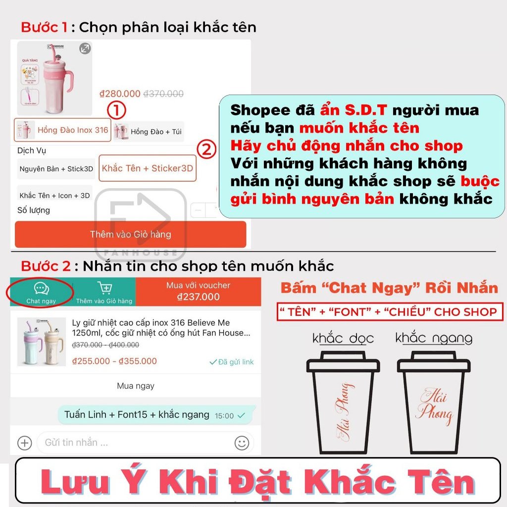 Bình giữ nhiệt Easy Cup khắc tên 420ml bình nước giữ nhiệt Fan House inox 304 hiển thị nhiệt độ ...