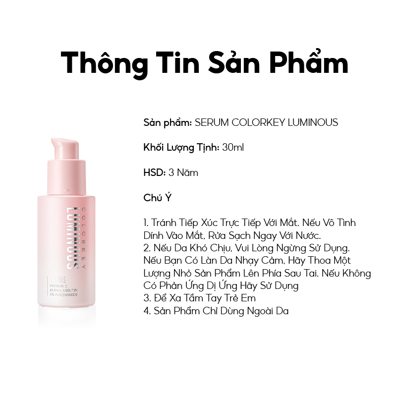 [LIVE] Serum COLORKEY LUMINOUS Phù Hợp Da Nhạy Cảm Hỗ Trợ Dưỡng Sáng ...