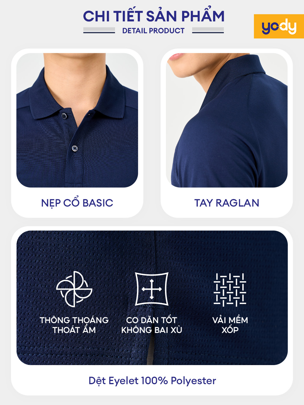 Áo polo nam Yody Sport áo thể thao tay raglan xẻ tà, áo thun có cổ ...