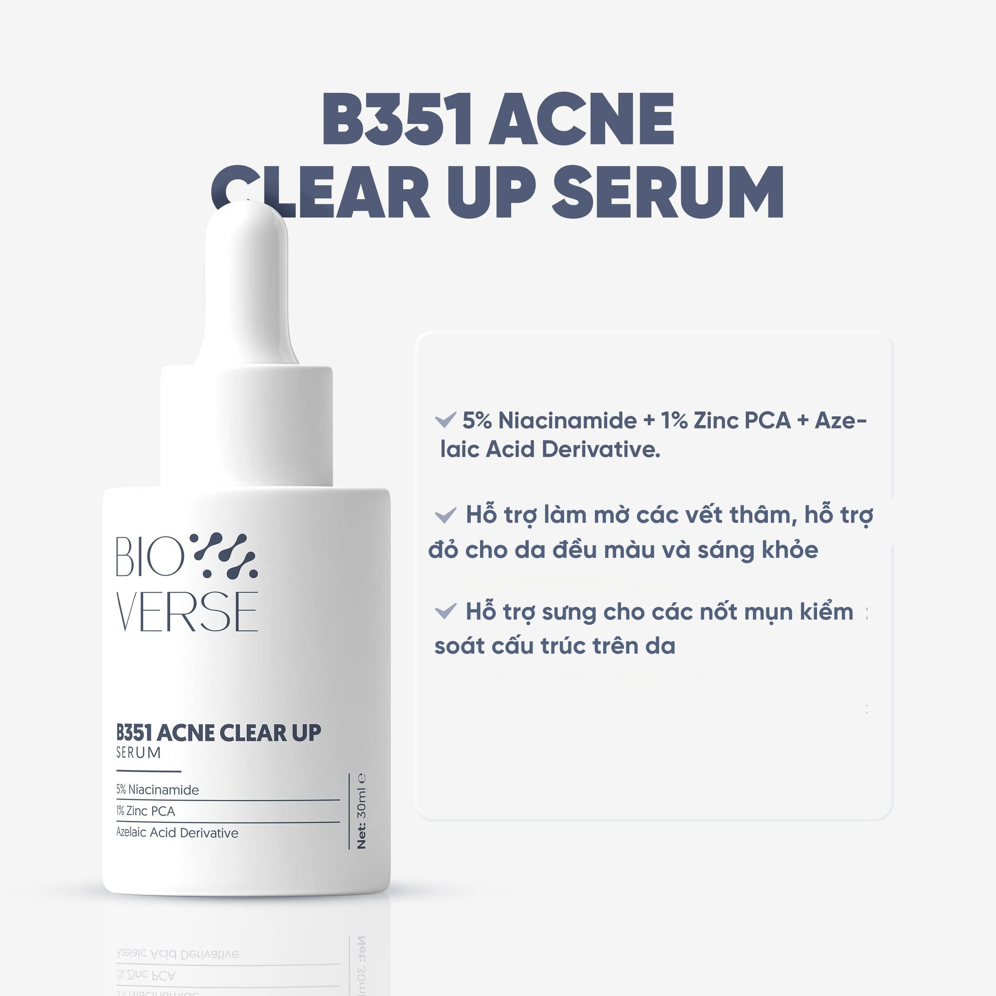 Tinh Chất Niacinamide 5% + Zinc 1% Hỗ Trợ Mụn Bioverse B351 Acne Clear ...