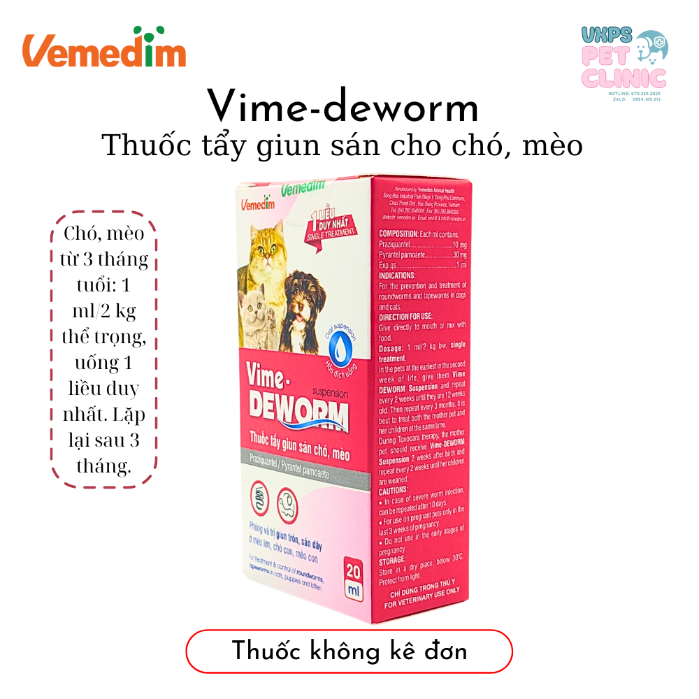 Vemedim Vime Deworm Tẩy Giun Sán Và Sán Dây Dành Cho Chó Và Mèo ...