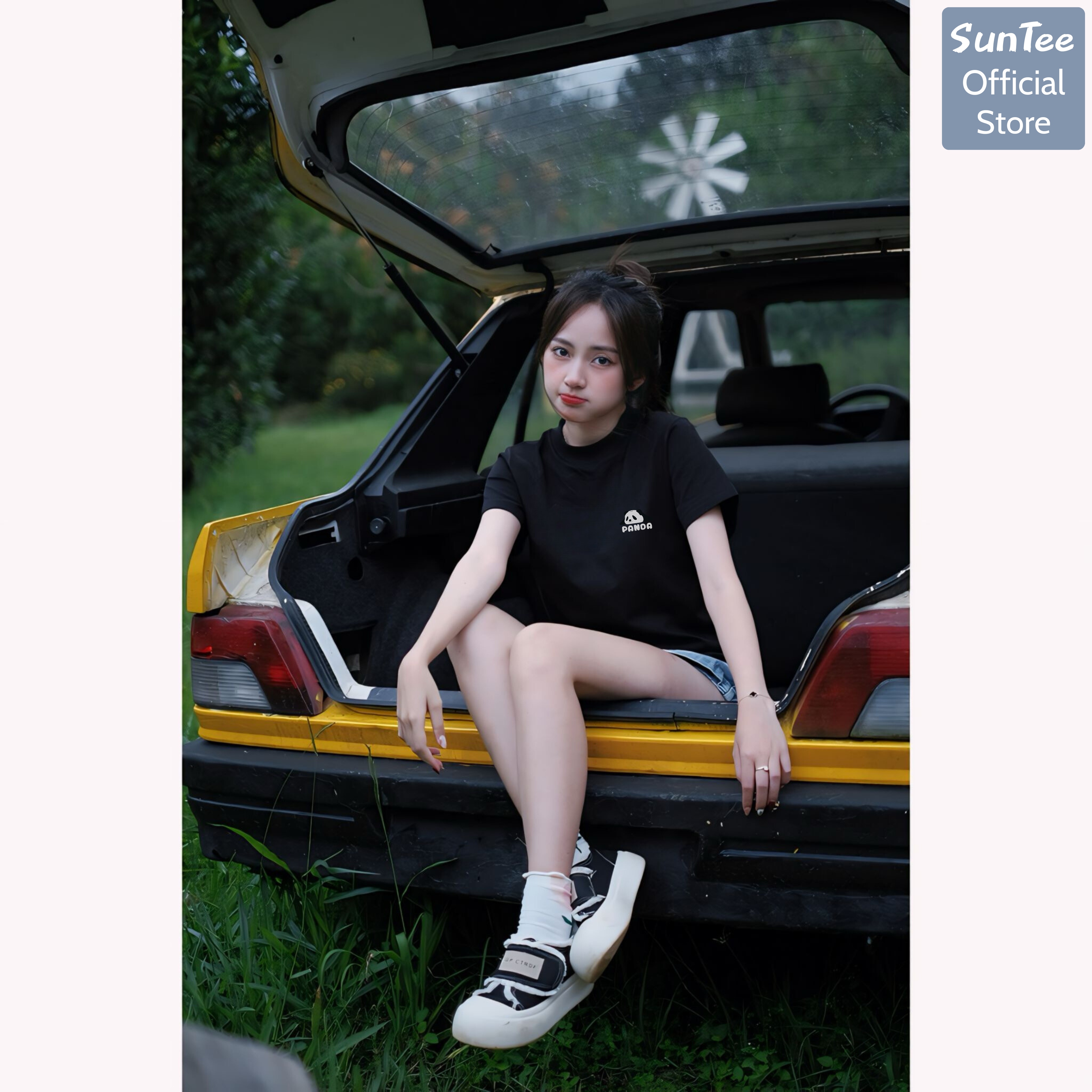 Áo thun nữ form vừa SUNTEE STFV102 phong cách basic in hình 03 vải cotton 250GSM cao cấp thoáng ...