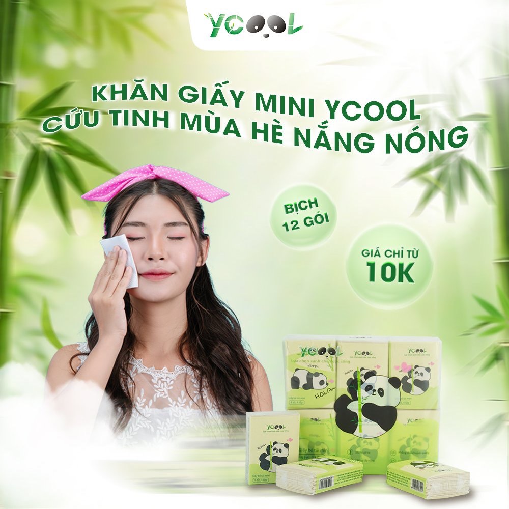 Khăn giấy bỏ túi mini YCOOL 6 tờ 4 lớp 1 lốc 12 gói nhỏ gọn tiện lợi ...