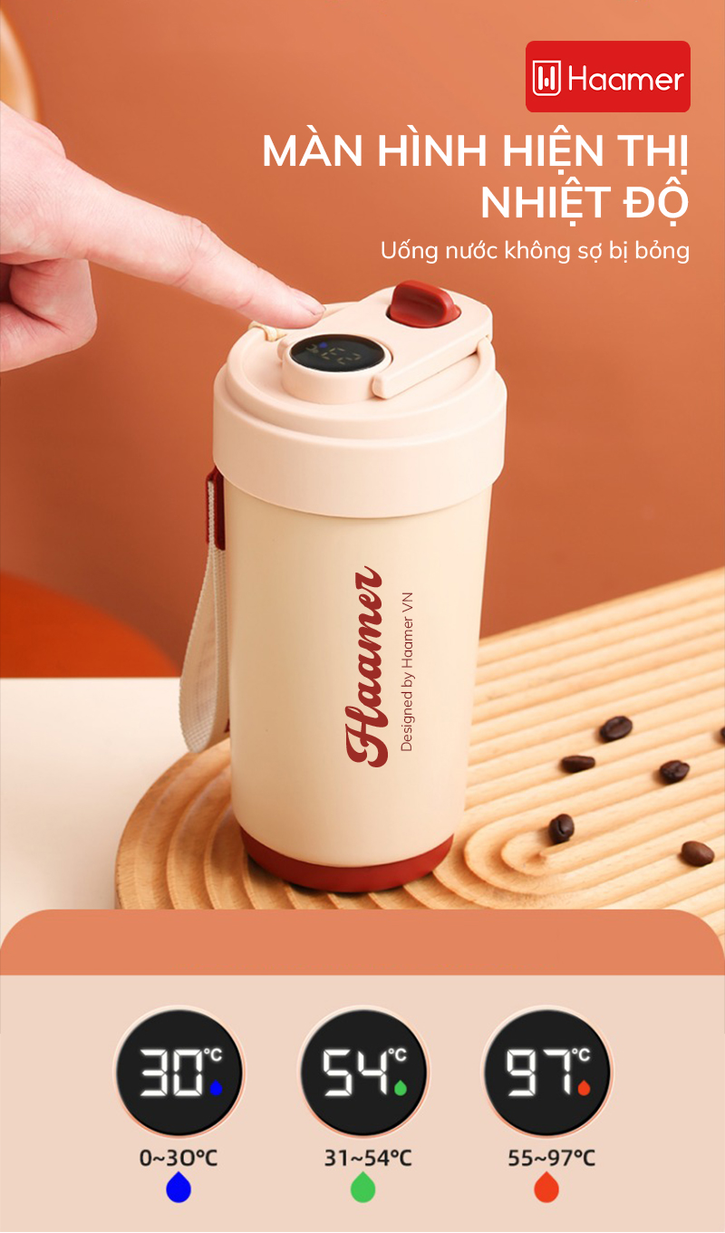 Cốc giữ nhiệt cao cấp Haamer INOX 316 lót gốm an toàn cho sức khỏe giữ nhiệt 6h-8h dung tích ...