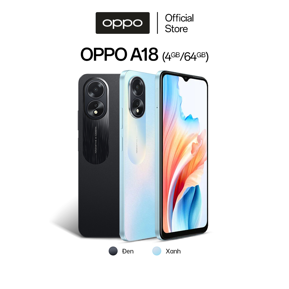 Điện Thoại OPPO A18 (4GB/64GB) | Màn hình lớn độ sáng cao | Pin 5000mAh ...