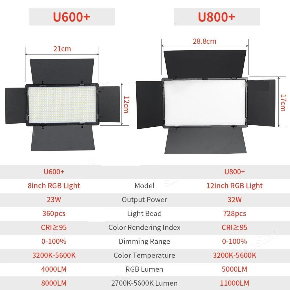 Đèn LED U600 U800 RGB Chỉnh Màu Đèn Chụp Ảnh Quay Video Chiếu Sáng Chụp ...