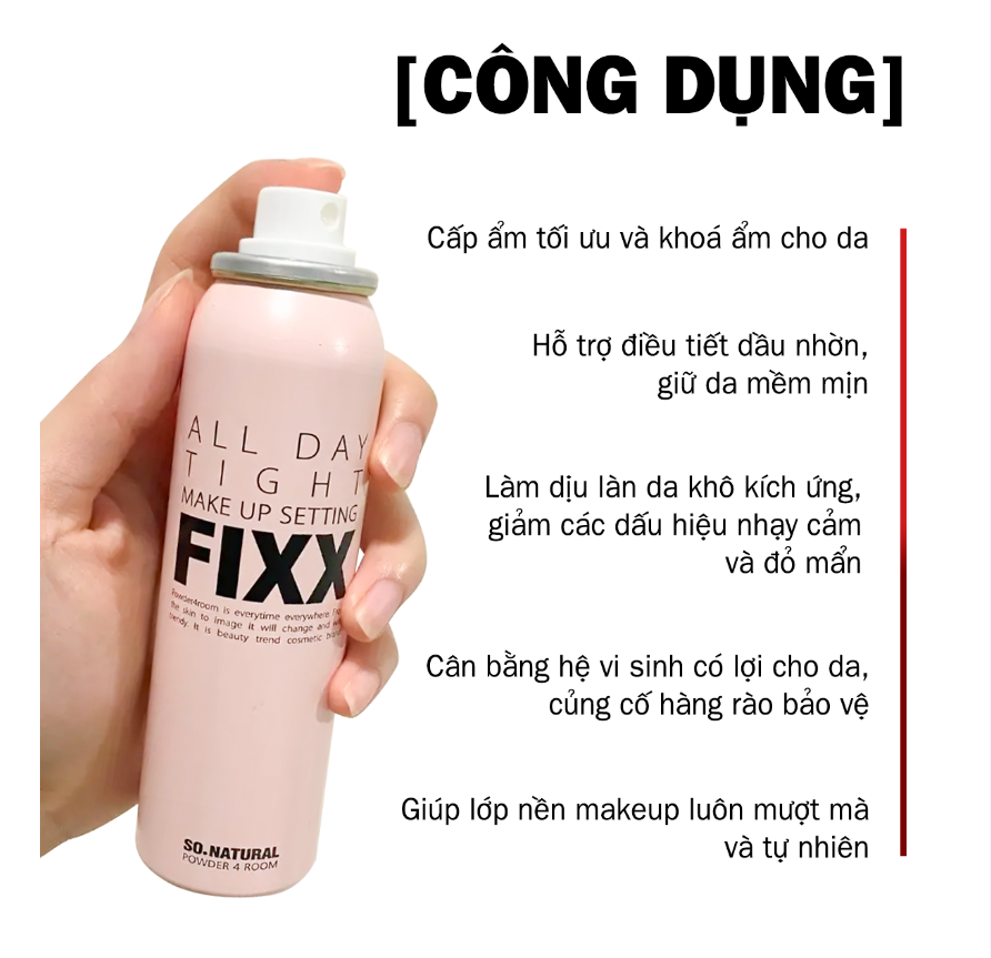XỊT KHOÁ NỀN MAKEUP SO NATURAL ALL DAY TIGHT MAKE UP SETTING FIXX 75ml | Shopee Việt Nam