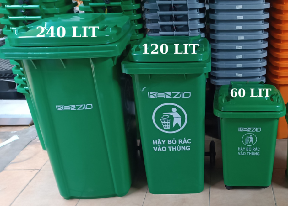 Thùng rác nhựa HDPE 60L, 120L, 240L KENZIO có nắp chống bay mùi | Shopee Việt Nam