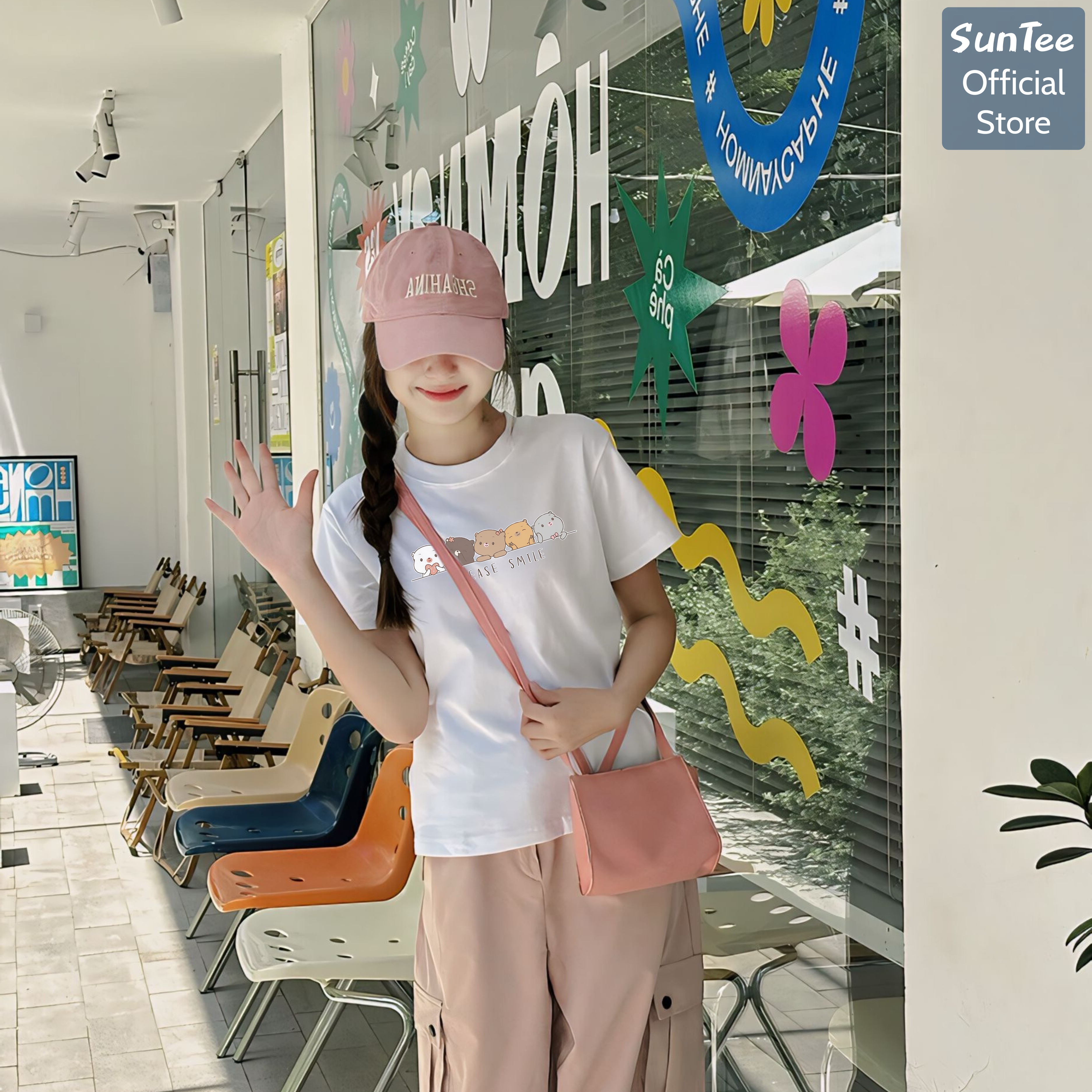 Áo thun nữ form vừa SUNTEE STFV107 phong cách basic in hình 07 vải cotton 250GSM cao cấp thoáng ...