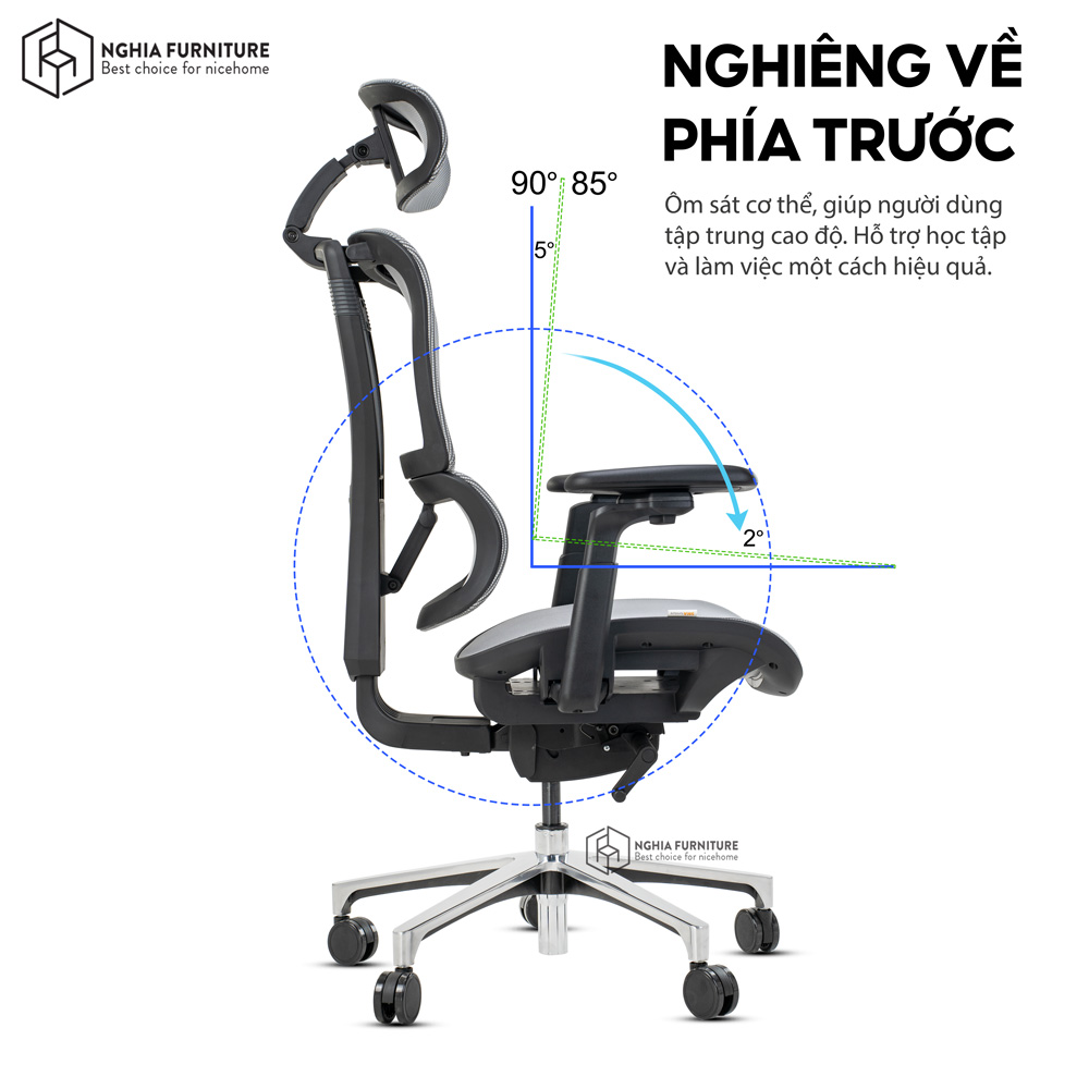 Ghế văn phòng công thái học Nghiafurniture Lumbar full tính năng bá đạo ...
