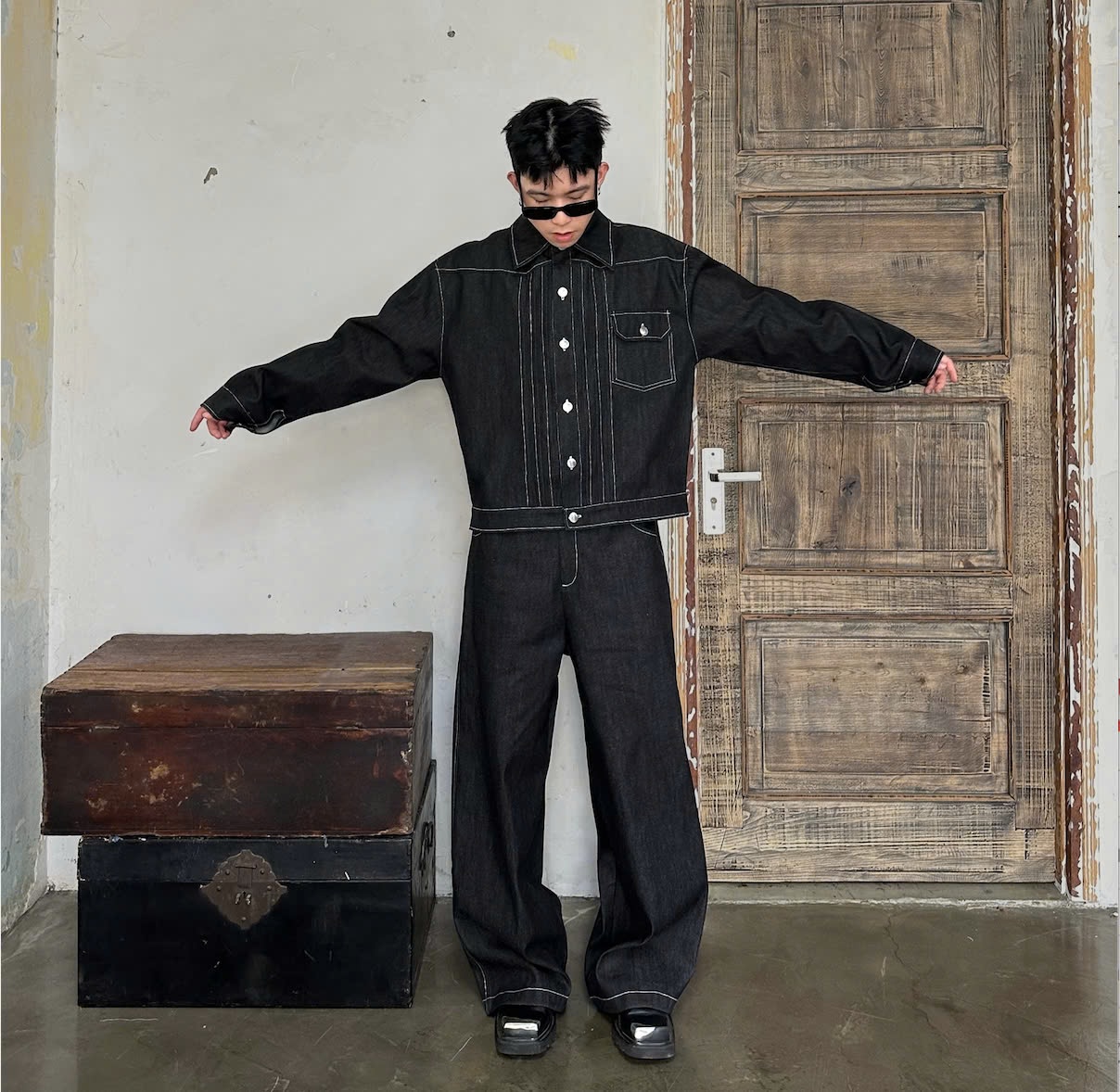 TRIGGER CLUB - Quần jeans nam ống rộng - TGC RAW DARK GREY/ DARK BLUE ...