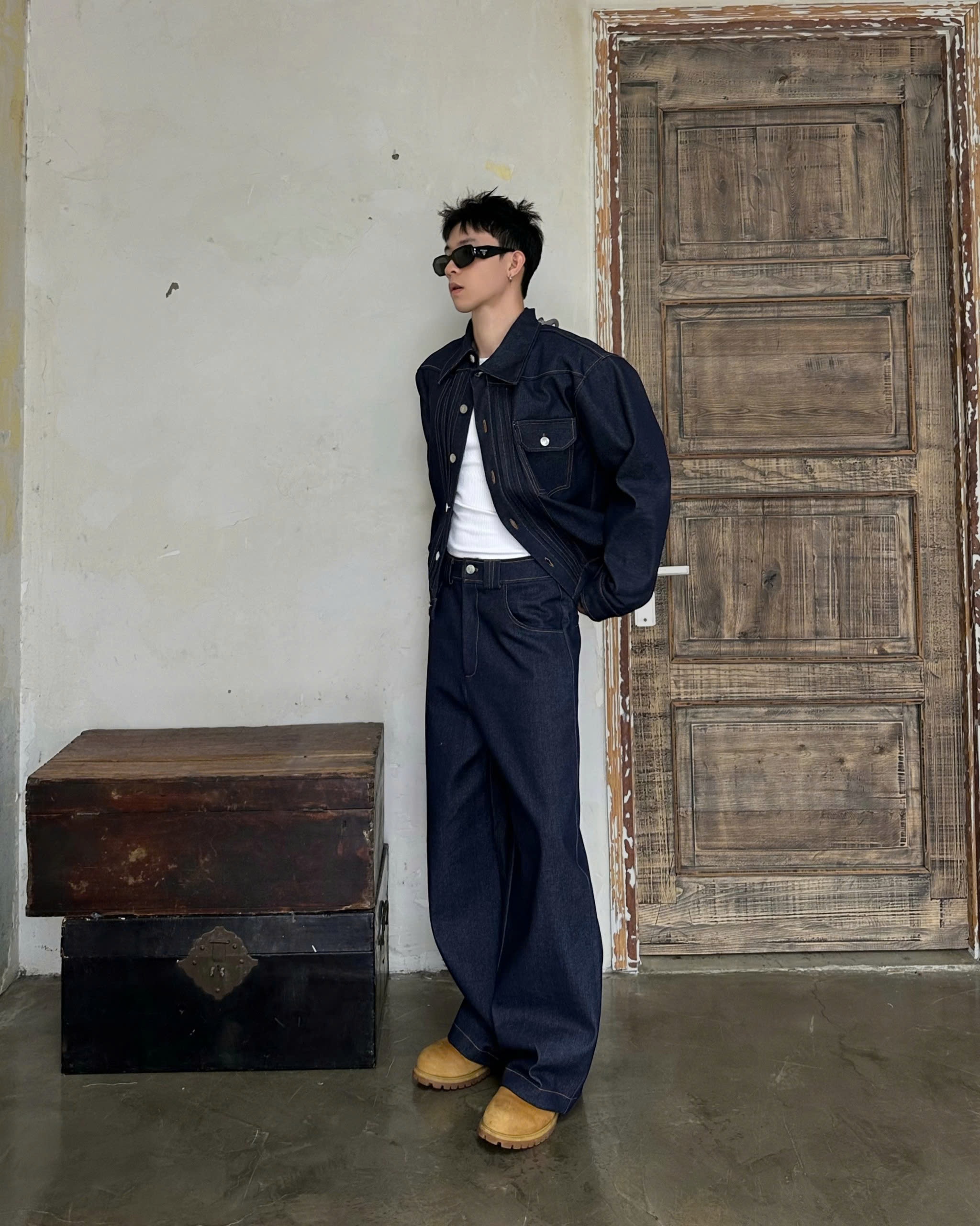 TRIGGER CLUB - Quần jeans nam ống rộng - TGC RAW DARK GREY/ DARK BLUE ...