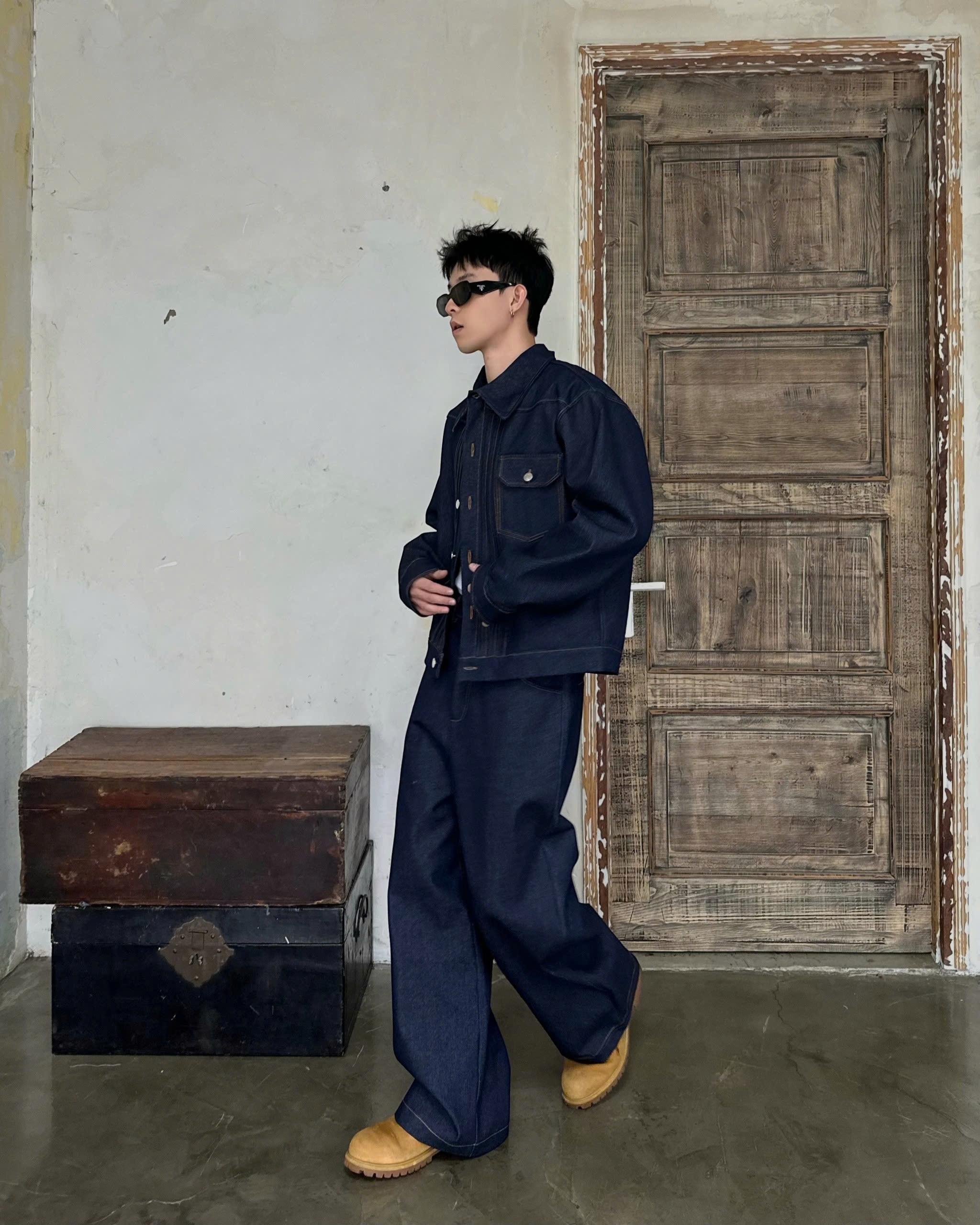 TRIGGER CLUB - Quần jeans nam ống rộng - TGC RAW DARK GREY/ DARK BLUE ...