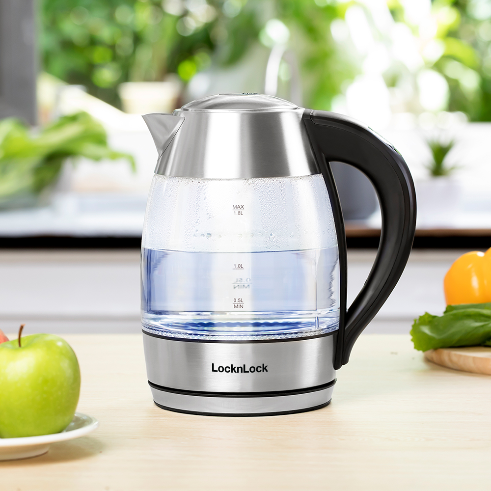 Ấm Thủy Tinh Siêu Tốc LocknLock 1.8L Đèn Màu Theo Mức Nhiệt LocknLock EJK341 - T2C | Shopee Việt Nam