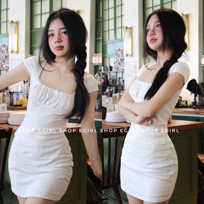 Set váy tiểu thư ,áo và chân váy ôm ngắn đẹp phong cách lolita,y2k,egirl | Shopee Việt Nam