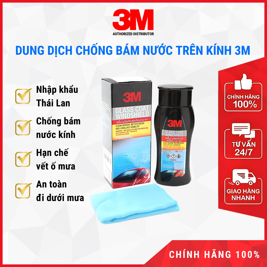 Dung dịch chống bám nước trên kính xe ô tô 3M Glass Coat Windshield ...