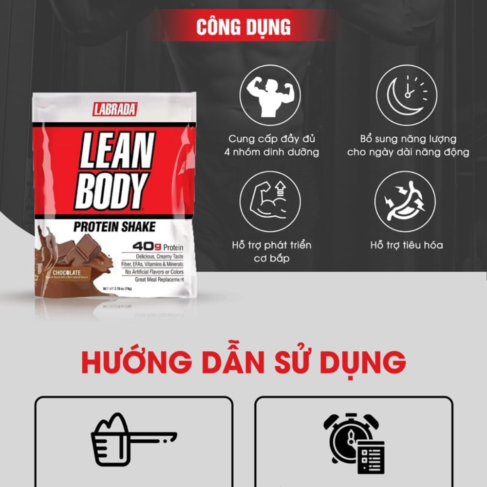Sữa Tăng Cơ Bắp Labrada Lean Body Shake Protein (gói lẻ 79g) Bữa Ăn Phụ Thay Thế Chính Hãng ...