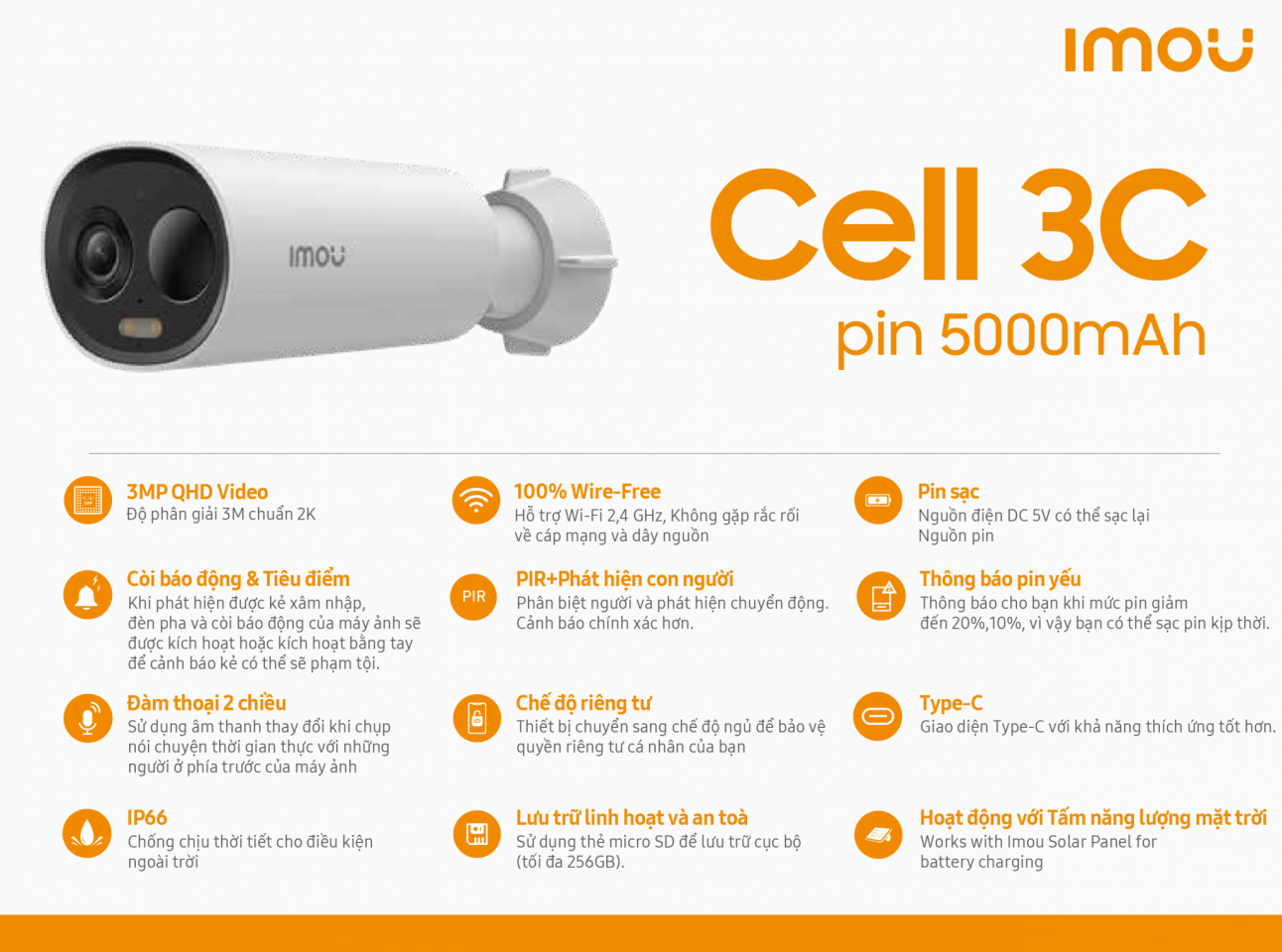 Camera IP Wifi ngoài trời IMOU Cell 3C AIO IPC-K9DCP-3T0WE-V2 Camera ...