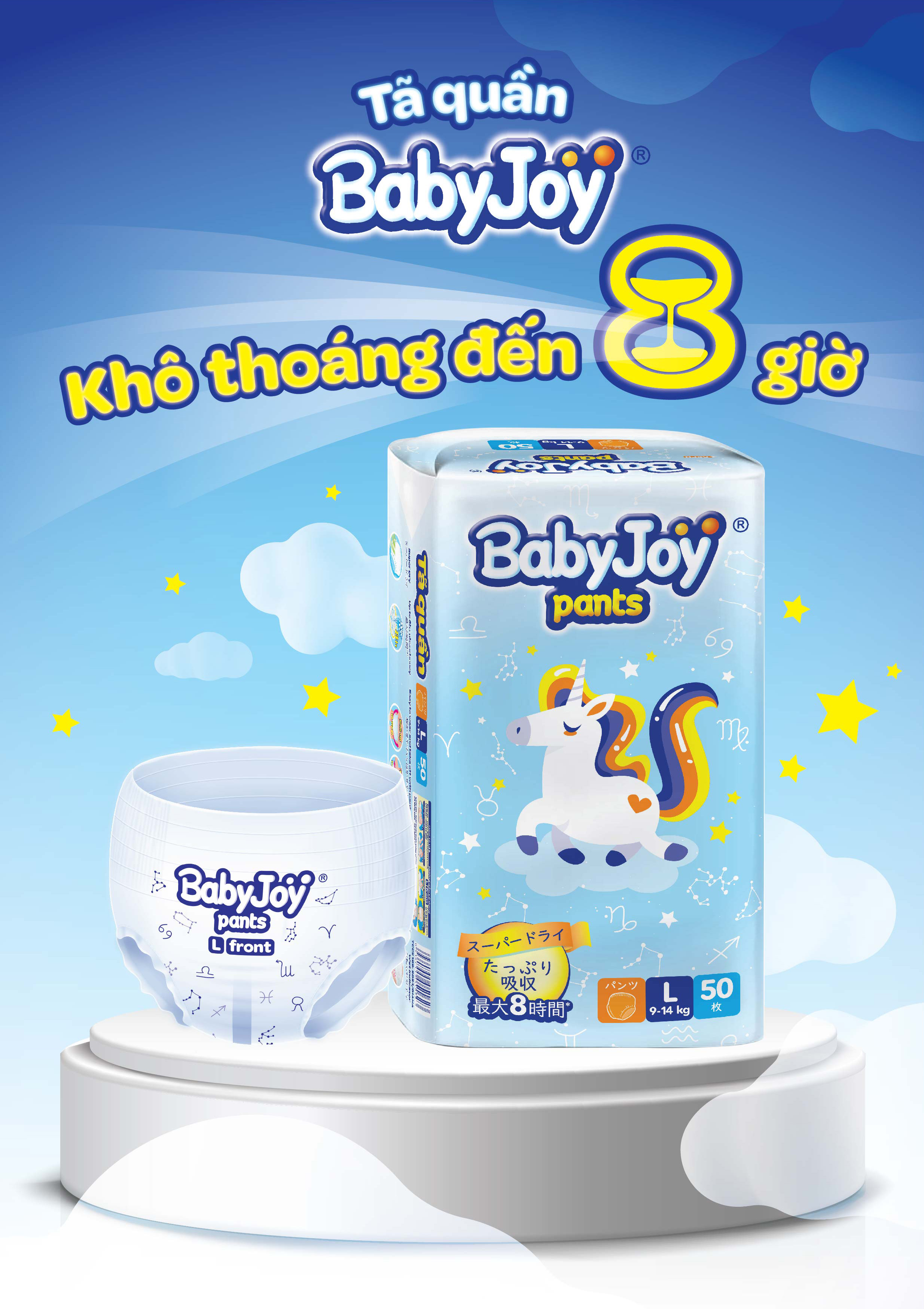 (Tặng quà - Bỉm mới của Unicharm)Tã Bỉm Quần BabyJoy đủ size M50/L50/XL50/XXL50( Baby joy được ...