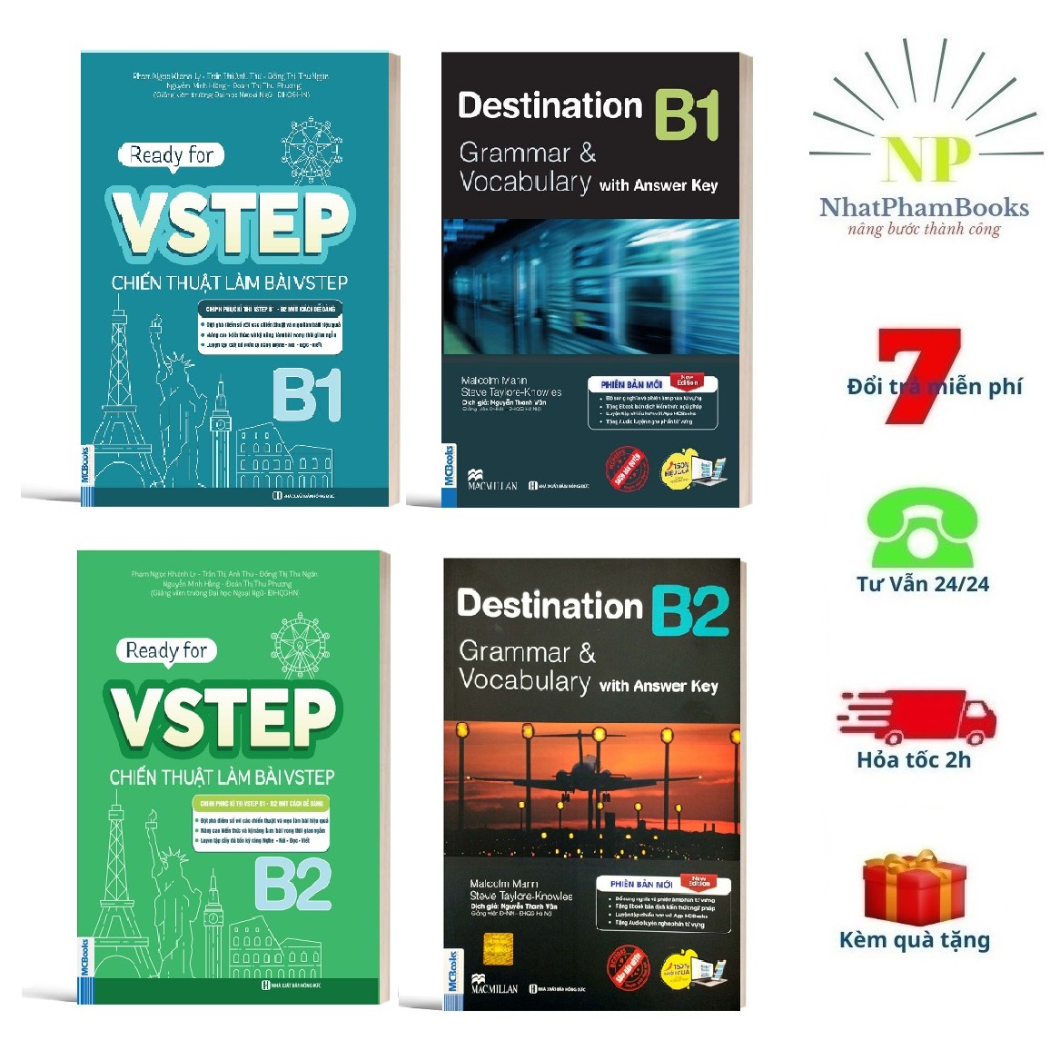 Sách - Combo Luyện thi chứng chỉ Tiếng Anh trình độ B1,B2 - Destination B1,B2 + VSTEP B1,B2 ...