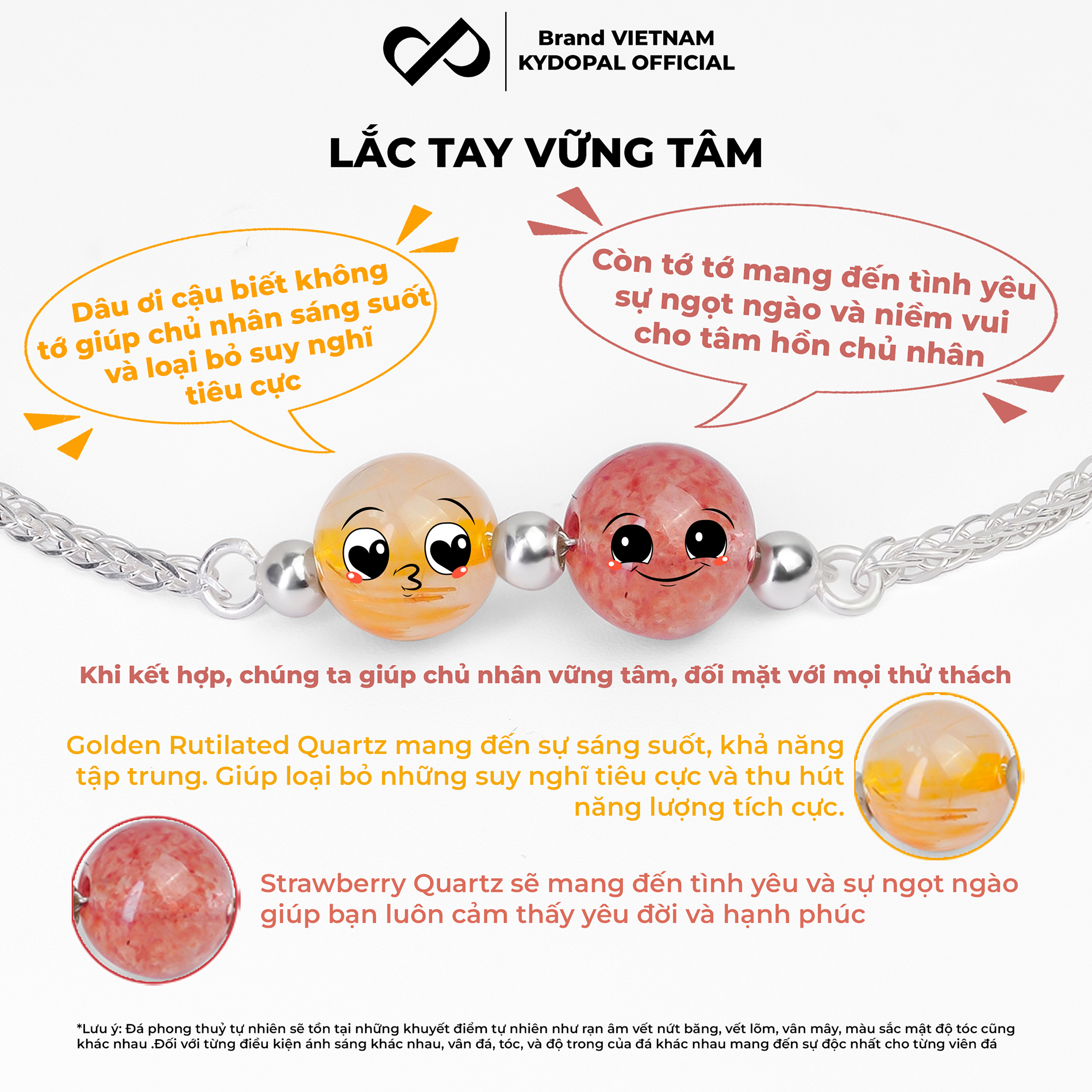 Lắc tay bạc phong thuỷ tự nhiên KYDOPAL đính đá trang sức vòng tay cao ...