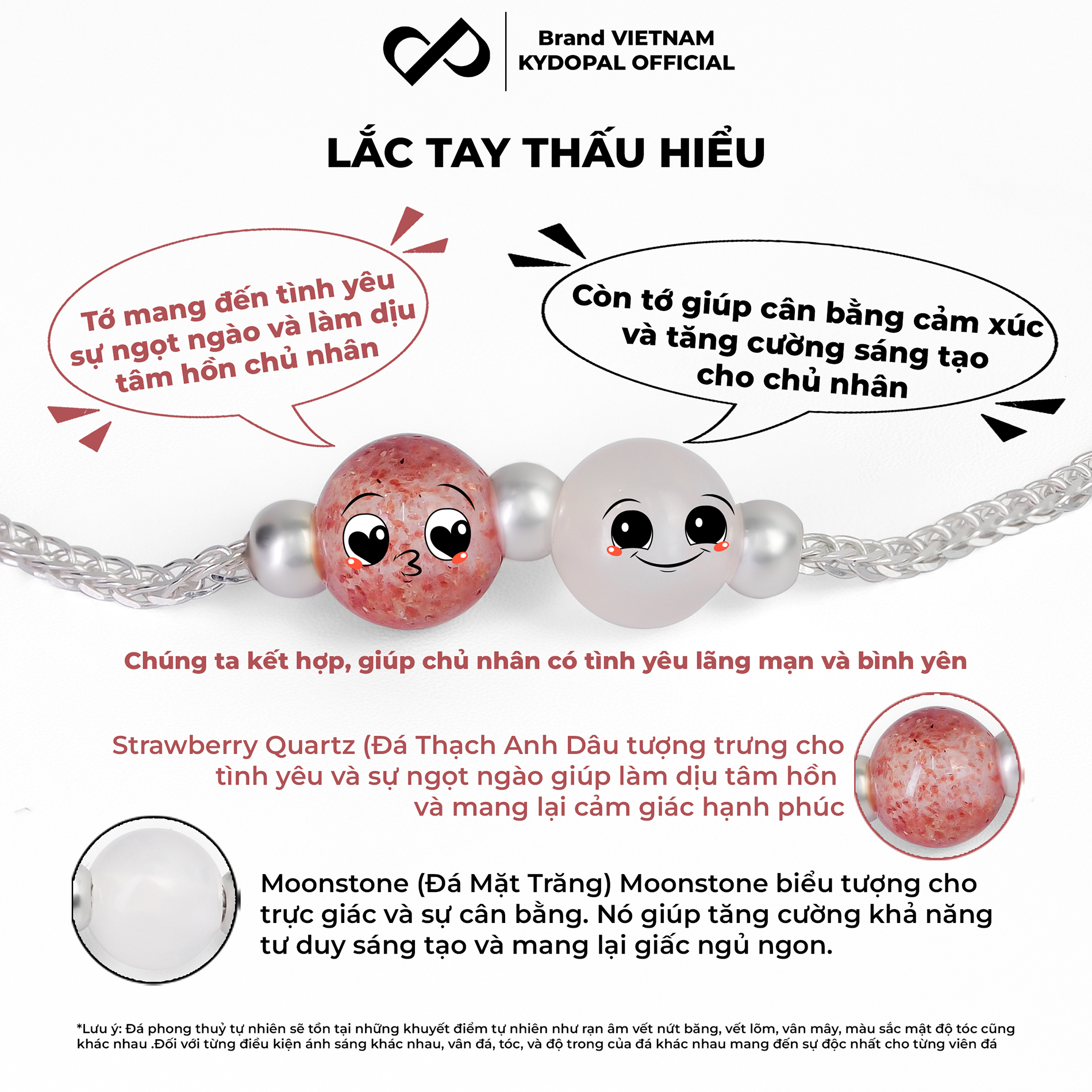 Lắc tay bạc phong thuỷ tự nhiên KYDOPAL đính đá trang sức vòng tay cao ...