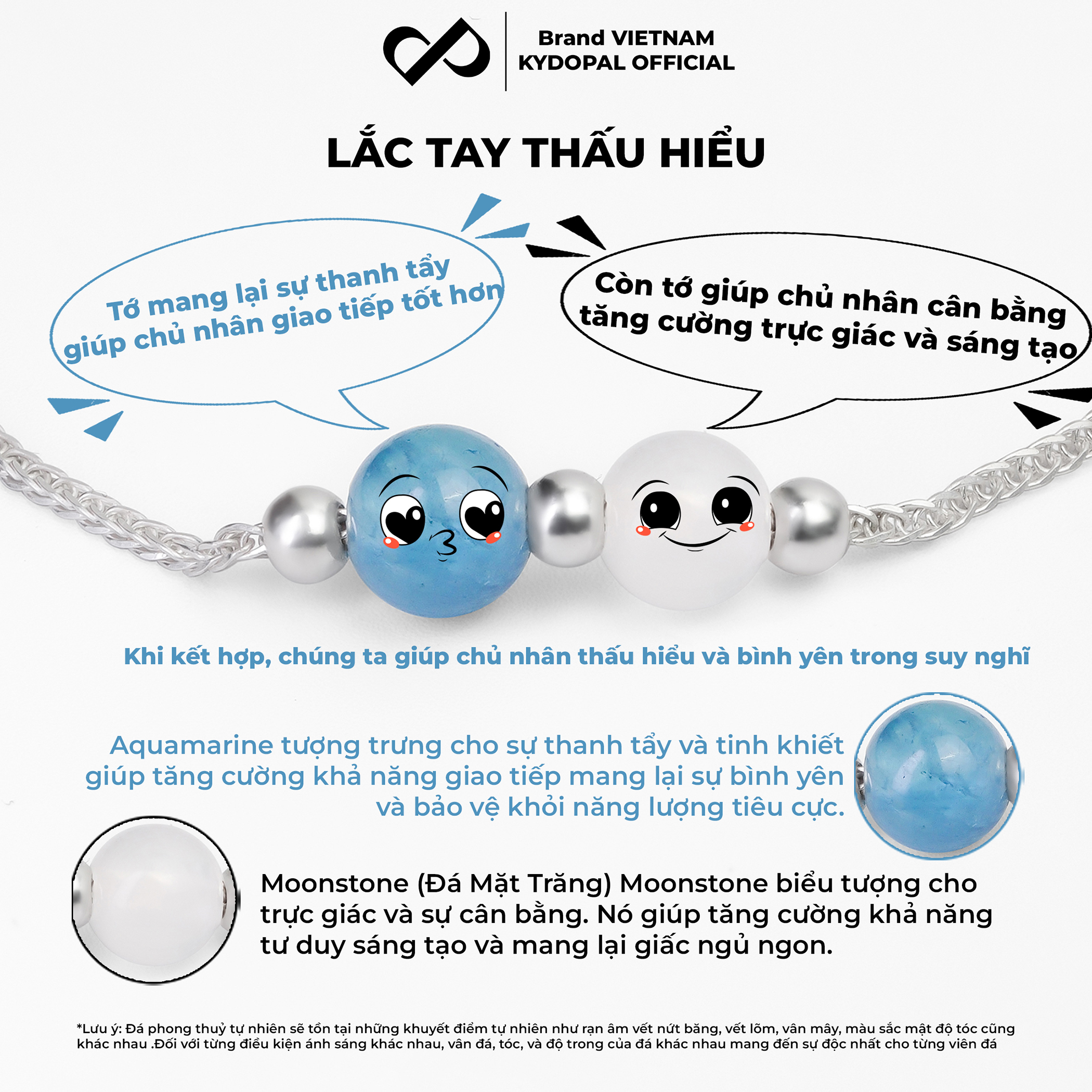 Lắc tay bạc phong thuỷ tự nhiên KYDOPAL đính đá trang sức vòng tay cao ...