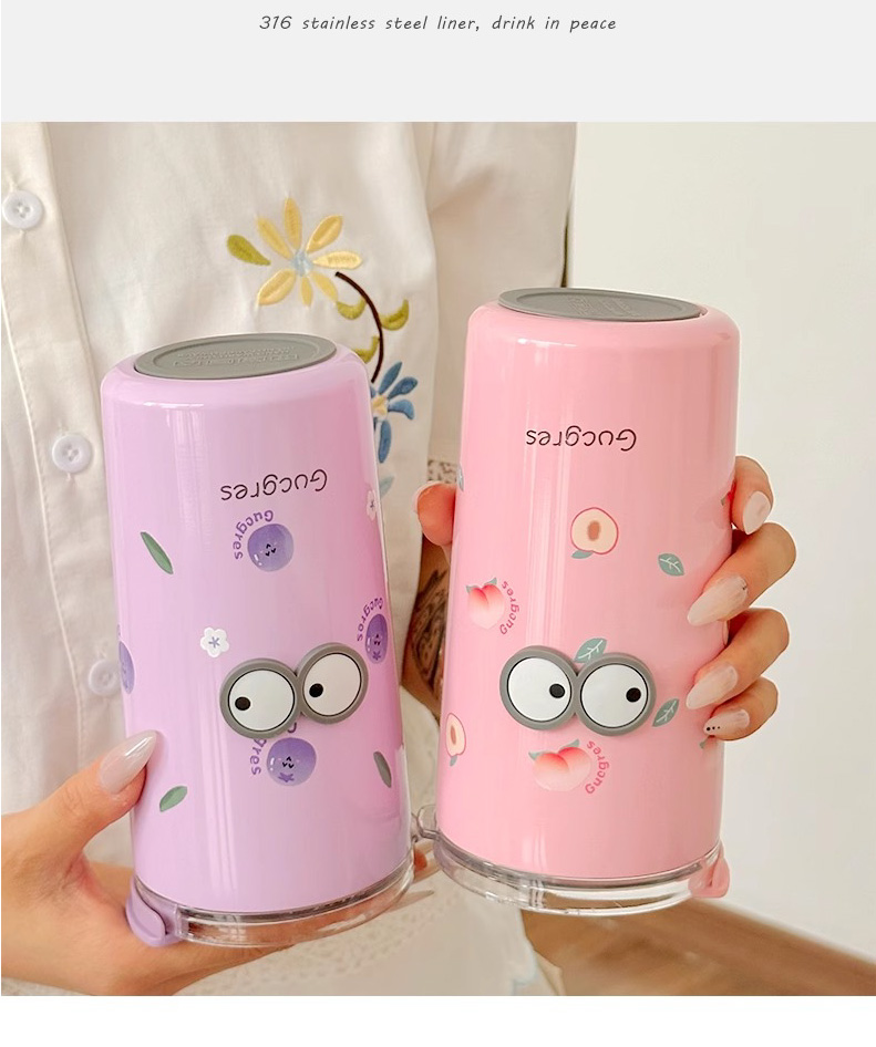 Ly giữ nhiệt GUCGRES 500ml hoa anh đào cute vật liệu sus316 an toàn có ...
