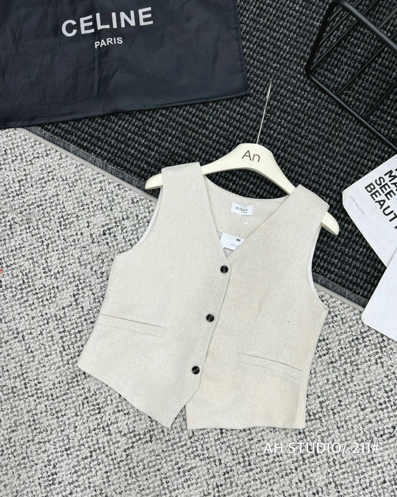 (ẢNH OLDSCHOOL) Áo gile nữ 2 lớp chất linen basic dáng vừa | Shopee Việt Nam