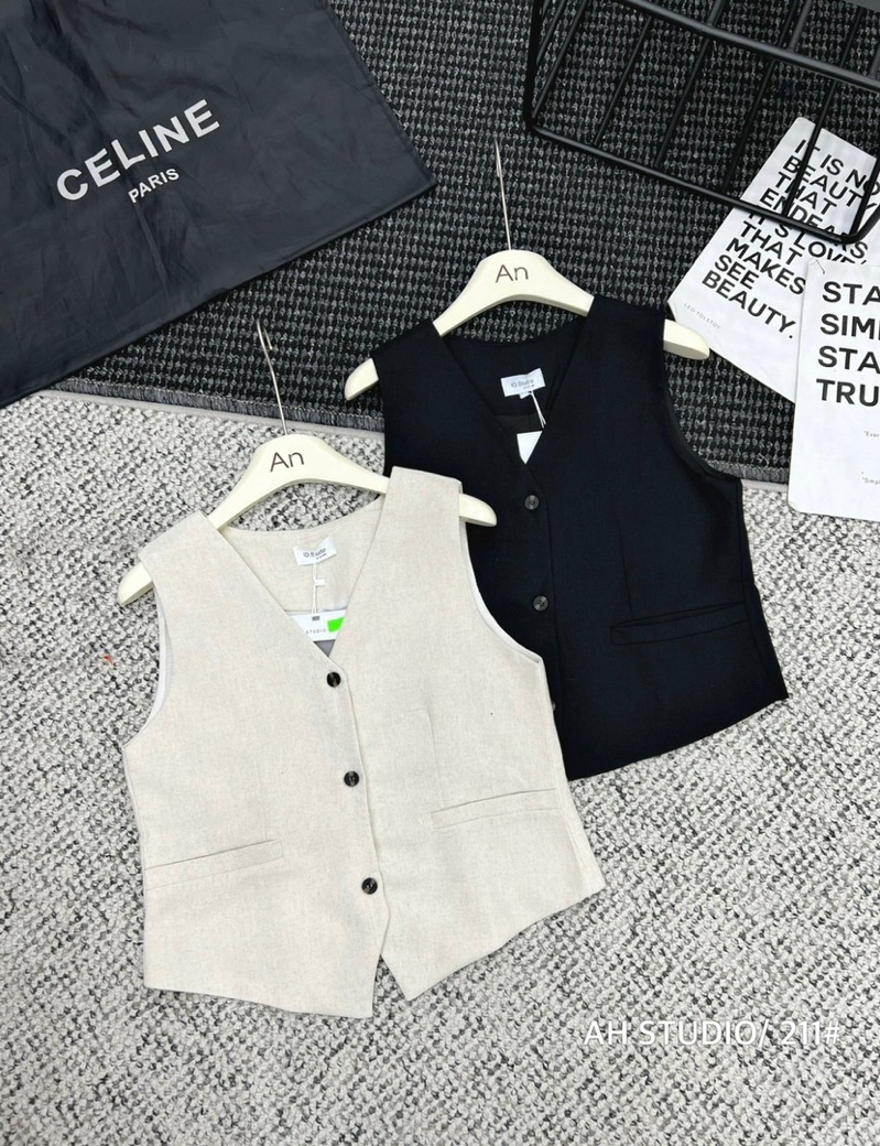 (ẢNH OLDSCHOOL) Áo gile nữ 2 lớp chất linen basic dáng vừa | Shopee Việt Nam