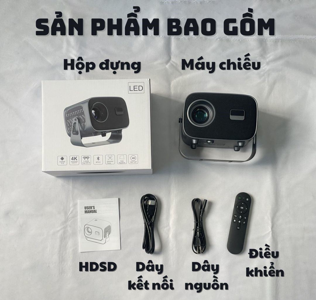 Máy chiếu mini K670, Siêu nét 4K, Chính Hãng, Kết nối wifi, bluetooth ...