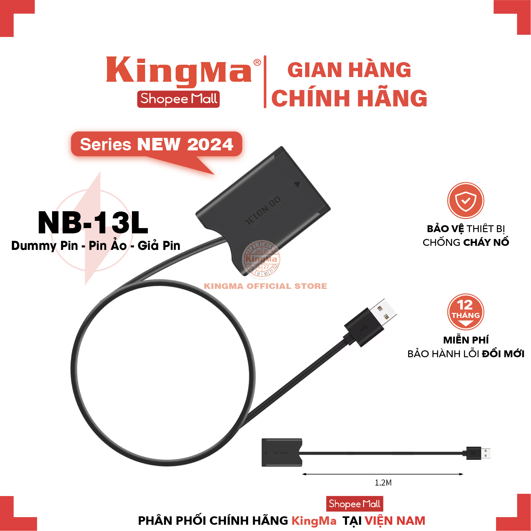 Pin Ảo/Giả Pin/Dummy Pin NB-13L Chính Hãng KINGMA. For Canon NB-13L ...