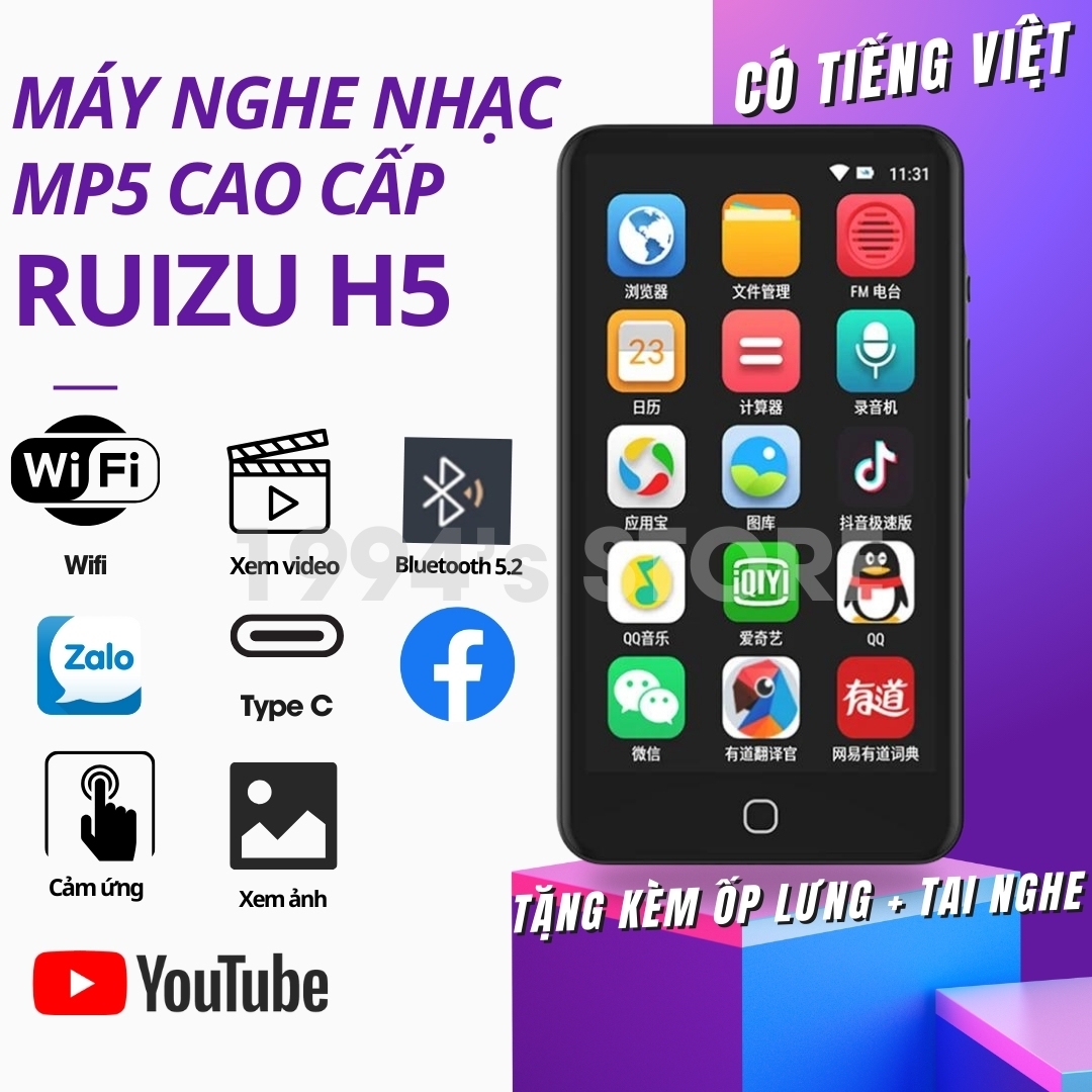 Bản 2026 Ruizu H5, H6 Máy Nghe Nhạc Android MP3/MP4/MP5 - Có Tiếng Việt ...