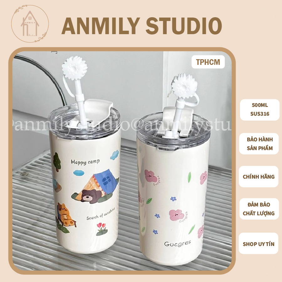 Bình giữ nhiệt hoa anh đào GUCGRES 500ml ANMILY CUP thép không gỉ ...