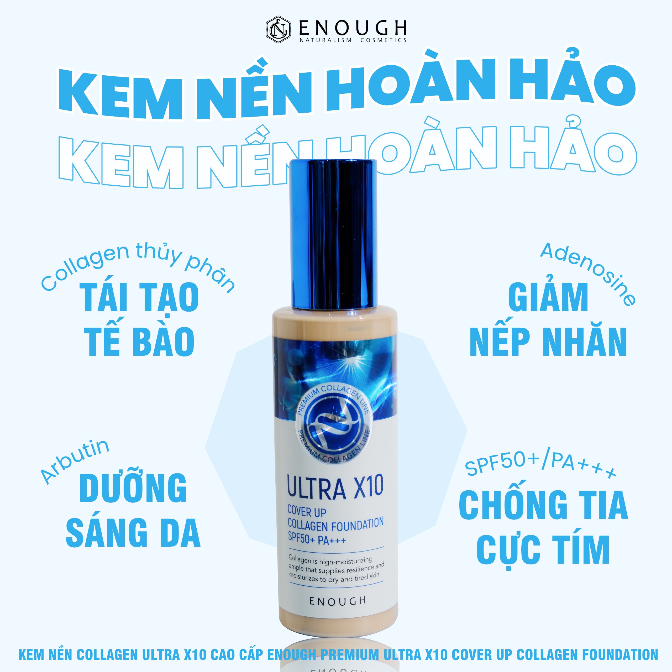 Kem nền Collagen X10 cao cấp Enough Premium Ultra X10 Cover Up Collagen ...