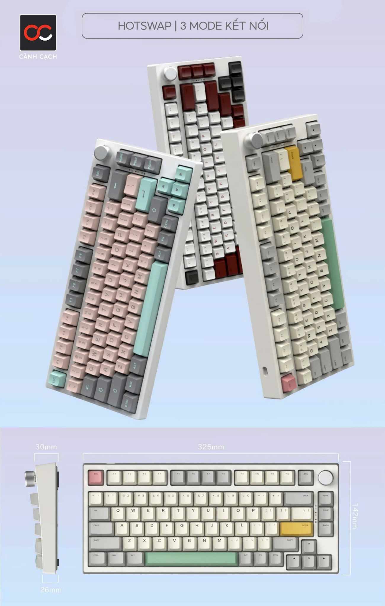 Bàn Phím Cơ Không Dây Mạch Xuôi 3 Mode Led RGB ENZO 6081 | Shopee Việt Nam