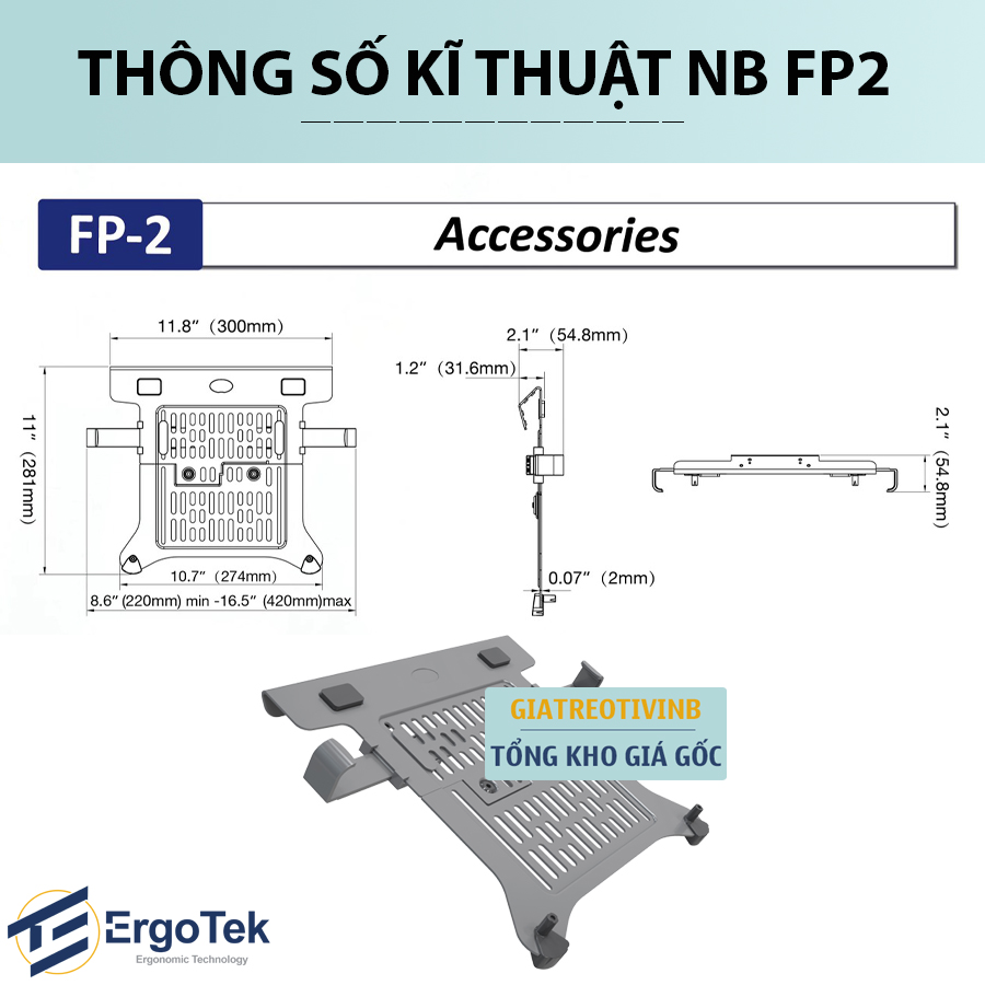 NB F160 + NB FP2 / ErgoTek EZ4 / Giá Đỡ , Kẹp Latop - Máy Tính Bảng 10 ...