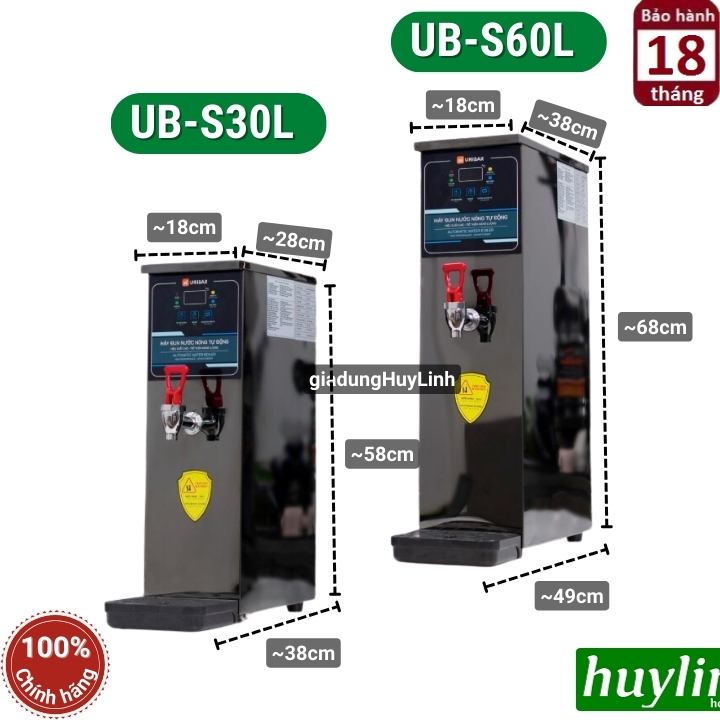 Máy - Cây đun nước nóng tự động Unibar UB-S30L (10 lít) - UB-S60L (30 lít) - dùng cho quán cà ...