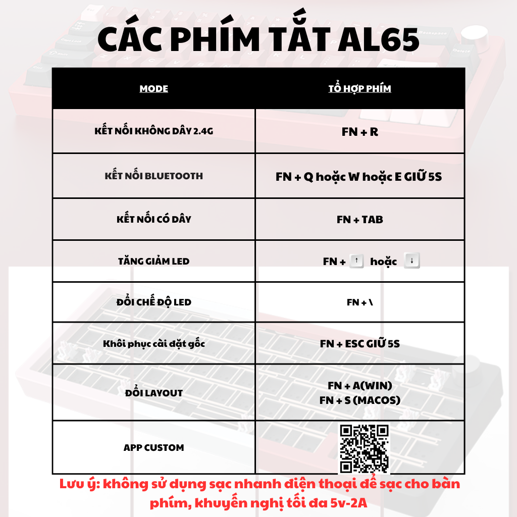 Case KIT bàn phím Al65 Nhôm Anode 3 mode kết nối - Full foam - Có núm ...
