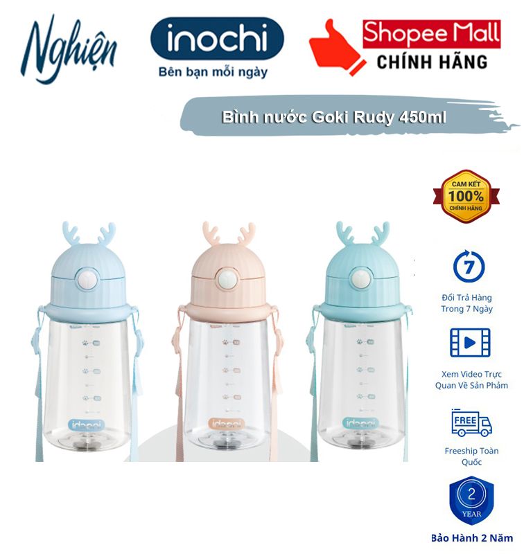 Bình nước Goki Rudy 450ml Chính hãng Inochi, an toàn cho bé khi sử dụng ...